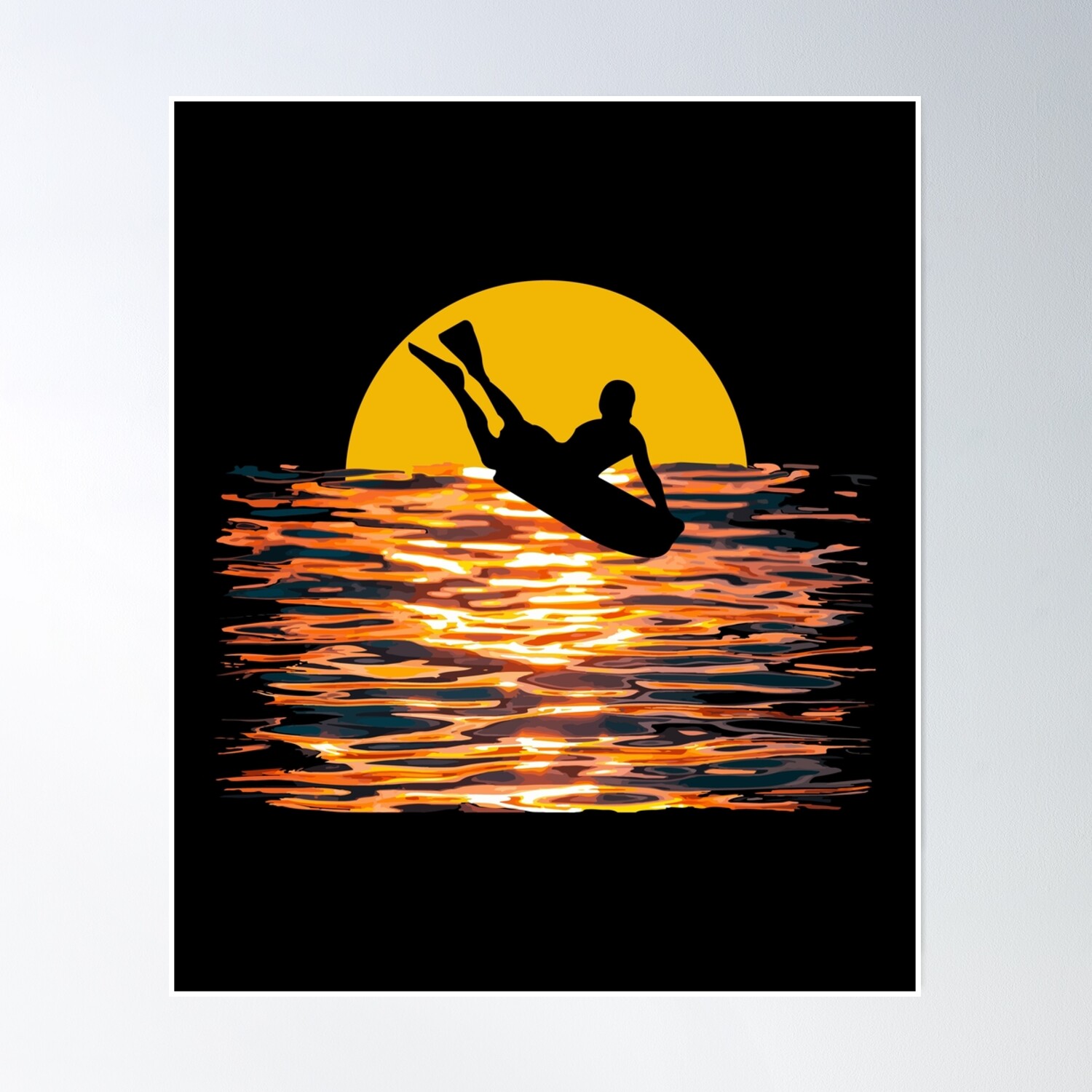 Bodyboarding Bodyboarder Surfing Summer Vintage Sunset Poster Wall Art ...