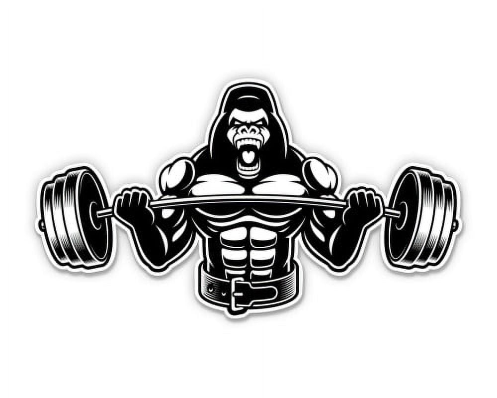 Bodybuilder Ape Gorilla Strong Work Out - 12" Vinyl Sticker Waterproof ...