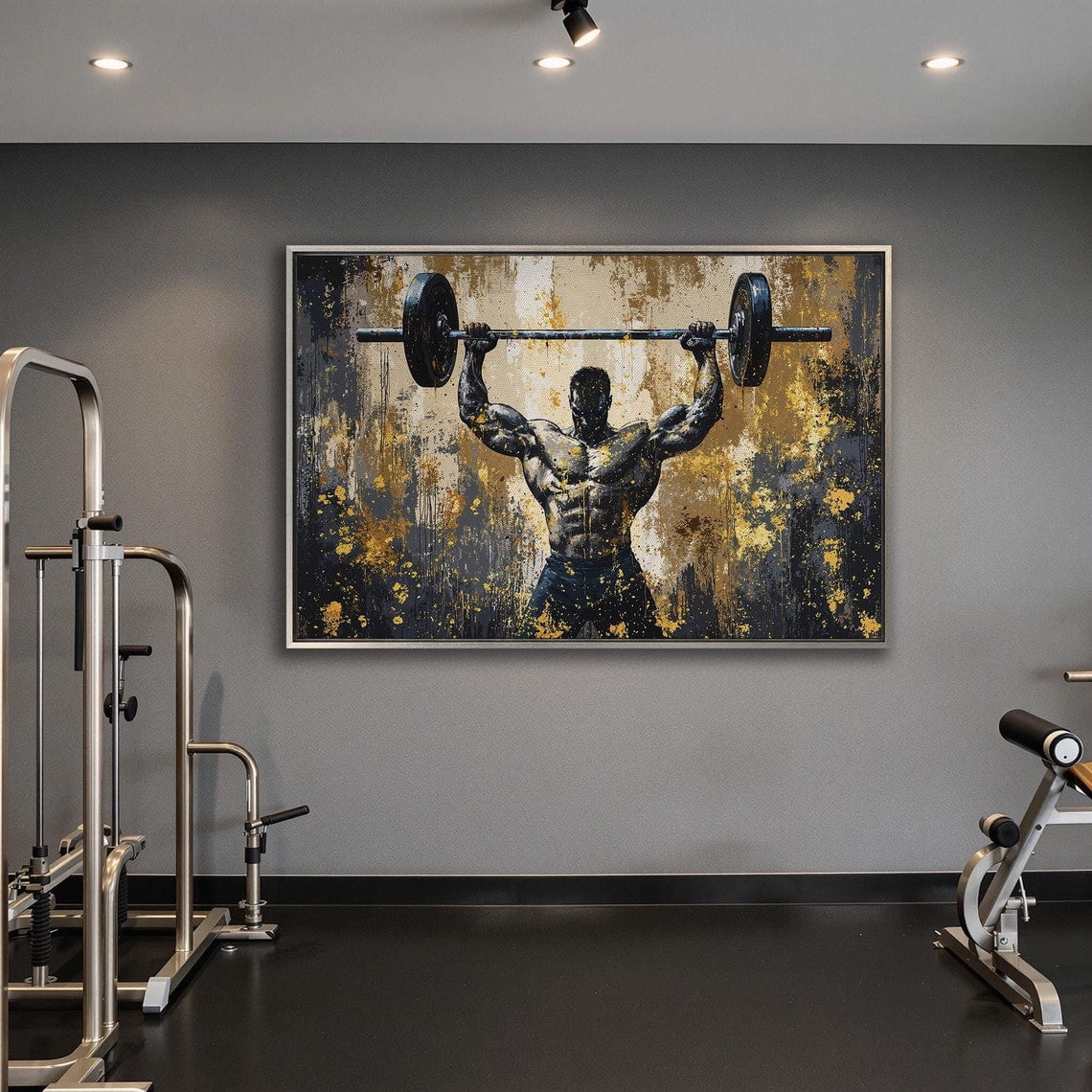 Bodybuilder Barbell Art Abstract Gym Decor Modern Wall Decor For Living ...
