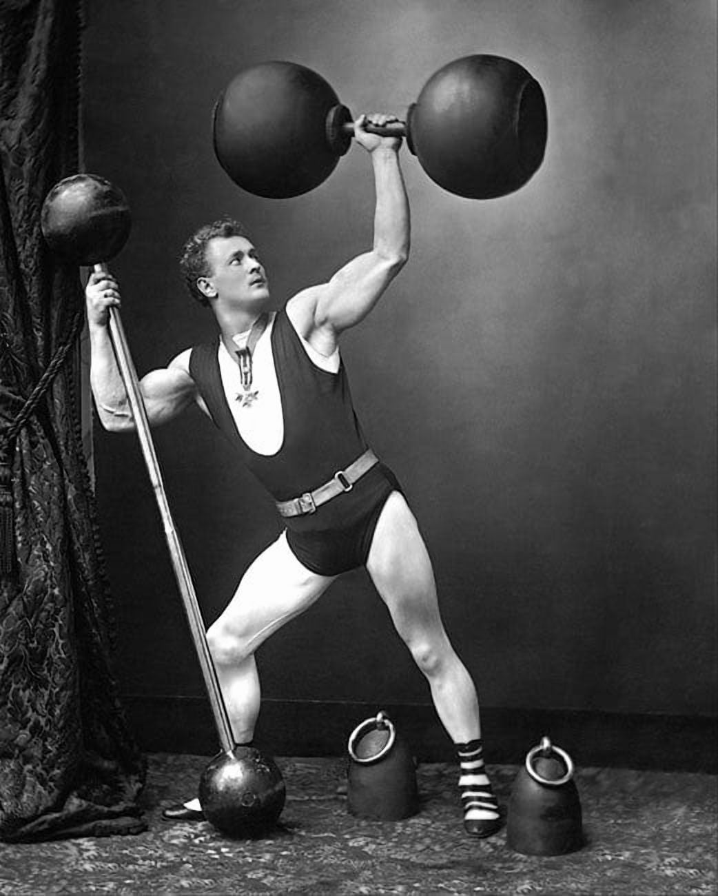Bodybuilder Eugen Sandow with Weight Equipment - 24x36 Inch Laminated ...
