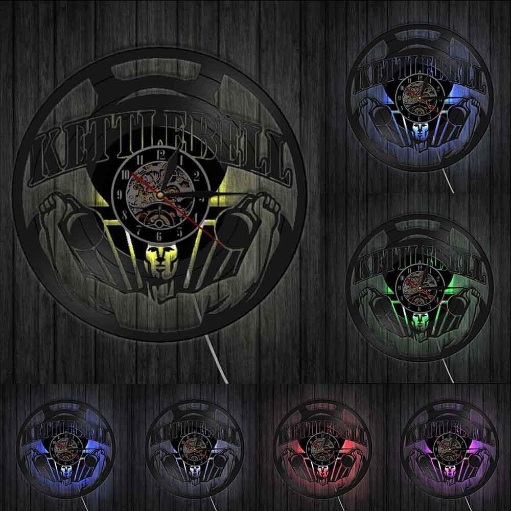 Bodybuilding Kettlebell GYM Sign Wall Clock Weightlifting Workout Vinyl ...