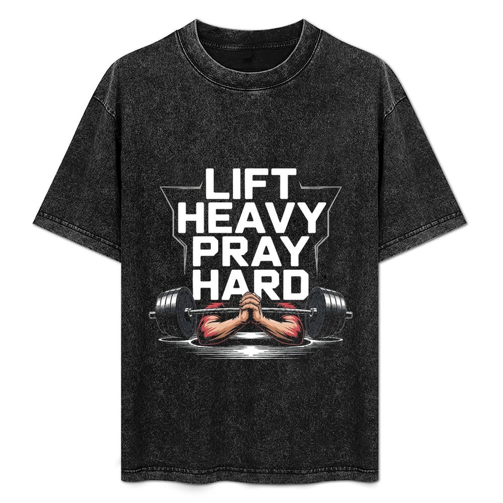 Bodybuilding T Shirt LIFT HEAVY PRAY HARD Casual Cotton Tee For Gym ...