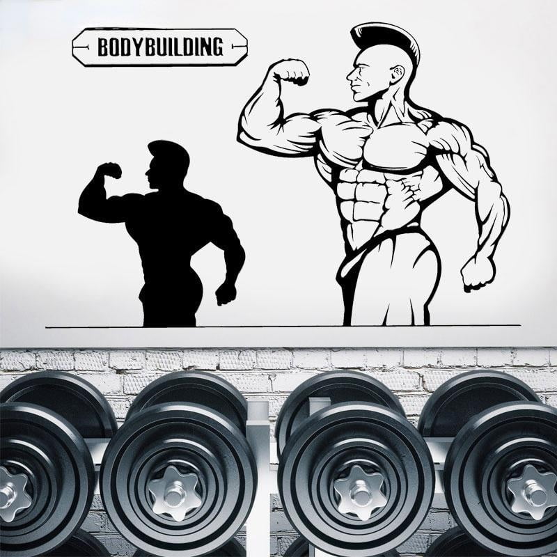 Bodybuilding Workout Wall Decals Muscle Vinyl Wall Stickers Garage Gym ...
