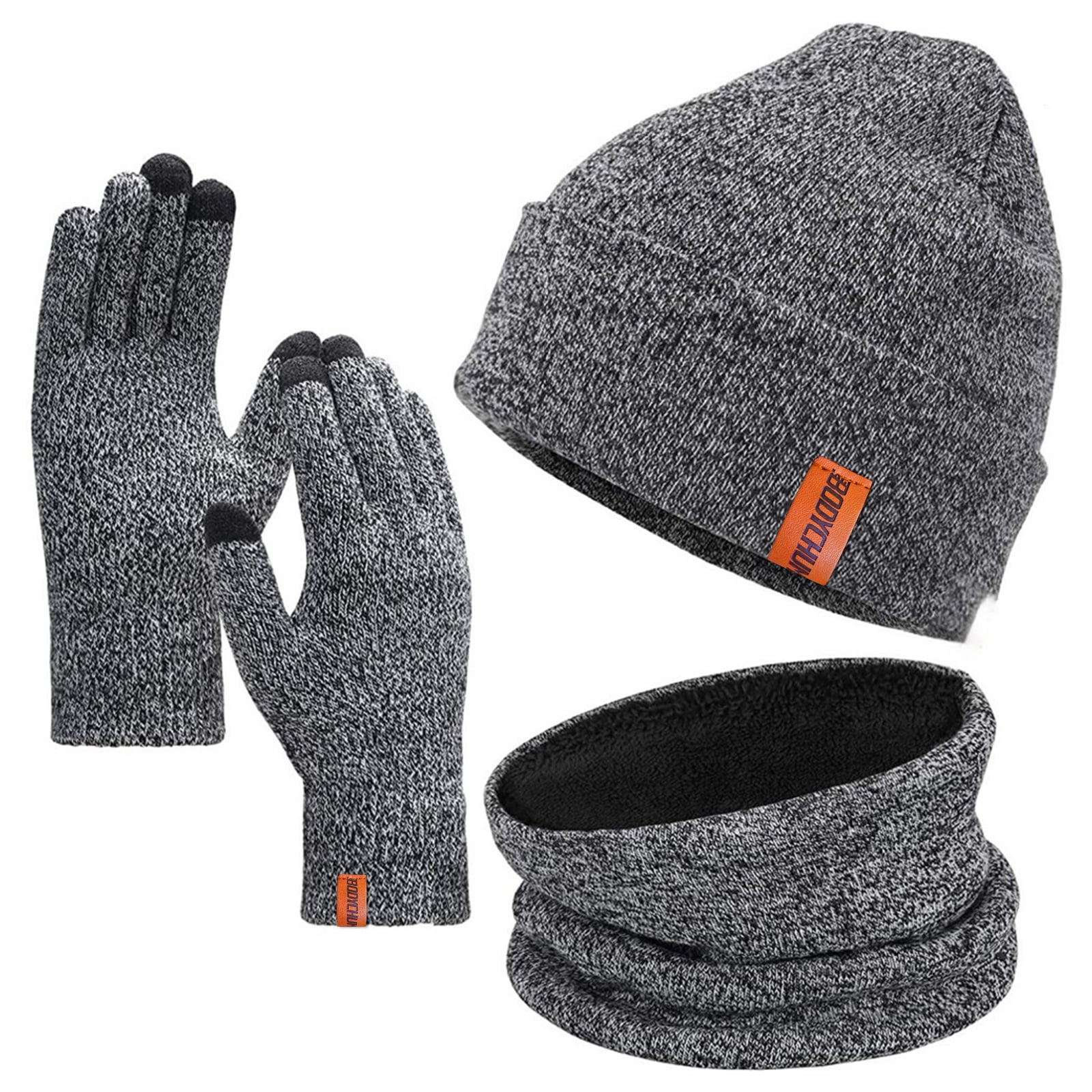 Bodychum Cold Weather 3 Pcs Set: Knit Beanie Hat, Scarf, Touchscreen ...