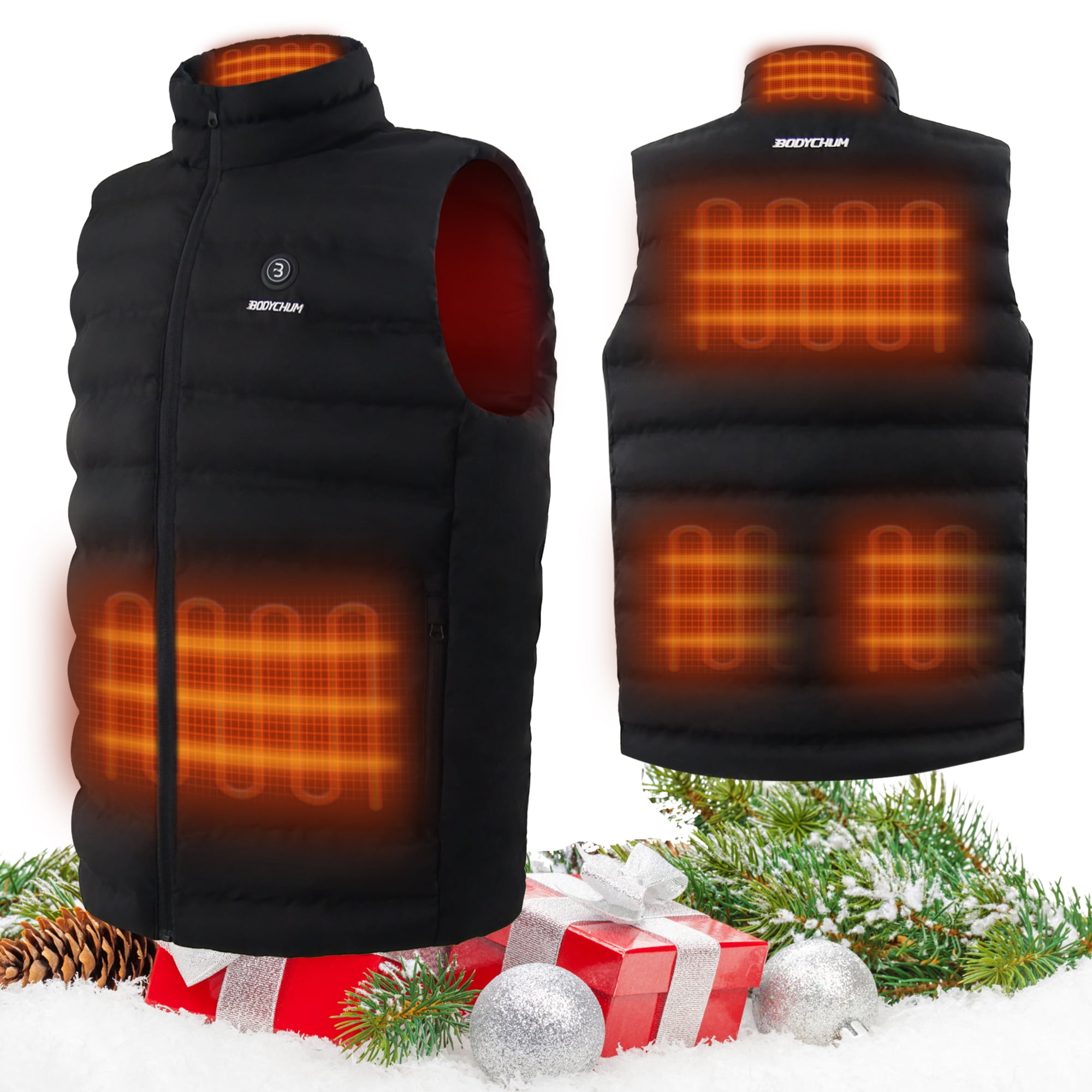 Bodychum Men's Heated Vest with Battery Pack 6 Heating Zones ...