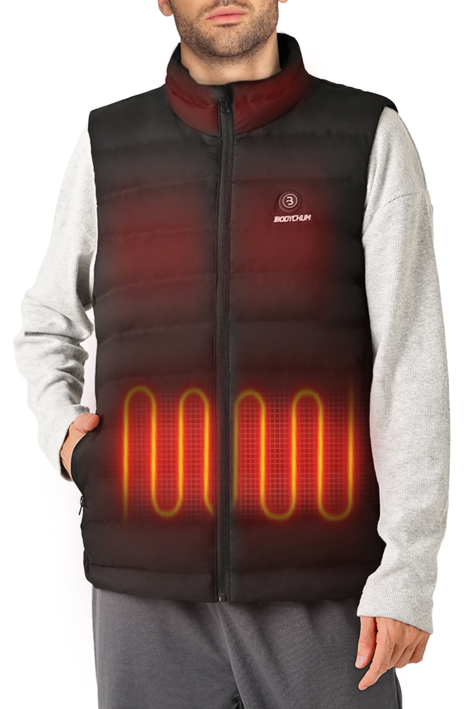 Bodychum Men's Heated Vest, Washable, XXL, Rechargeable USB Power Bank ...