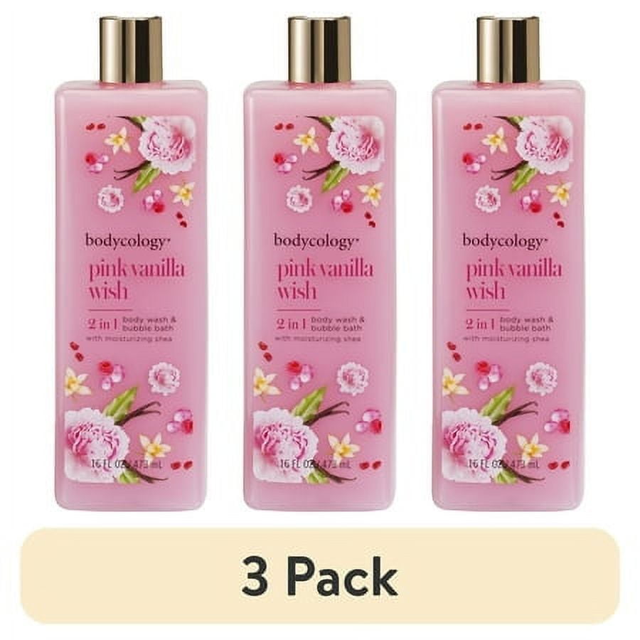 3 Pack Bodycology Pink Vanilla Wish 2 In 1 Body Wash And Bubble Bath