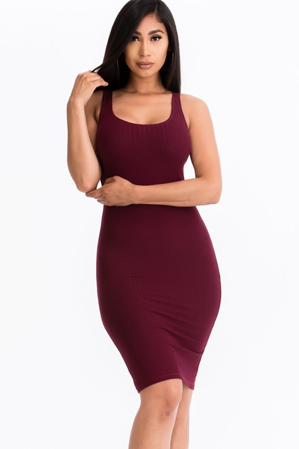 Bodycon Dress with Ribbed Texture and Back Slit - Walmart.com