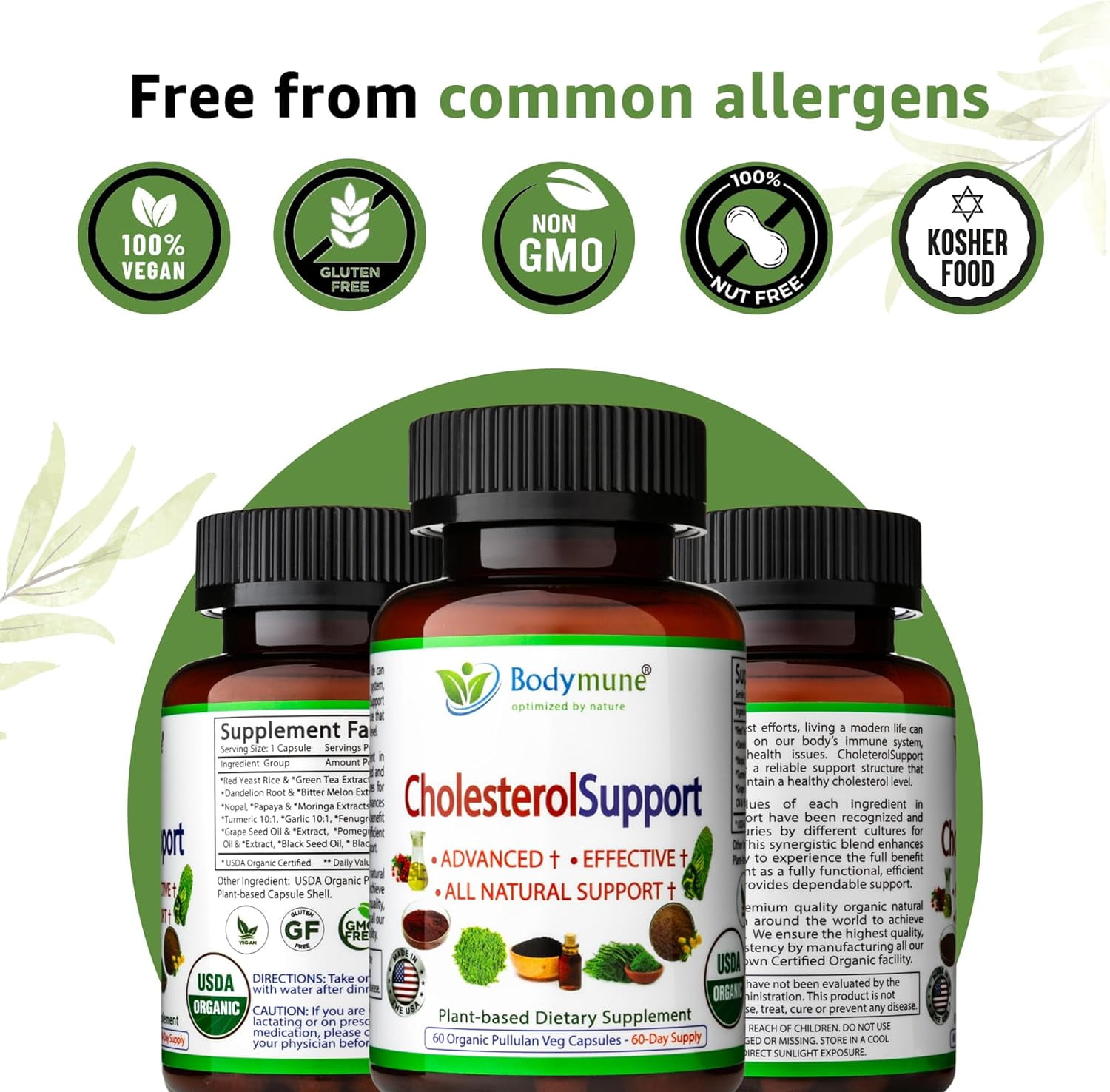 Bodymune Herbal Cholesterol Support - Organic Ingredients - 60-Day ...