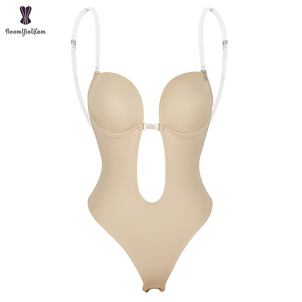 Bodysuit Shapewear Deep V-neck Body Shaper Backless U Plunge Thong ...