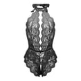 Bodysuits for Women Floral Pattern One Piece Sleepwear with Halter Neck ...