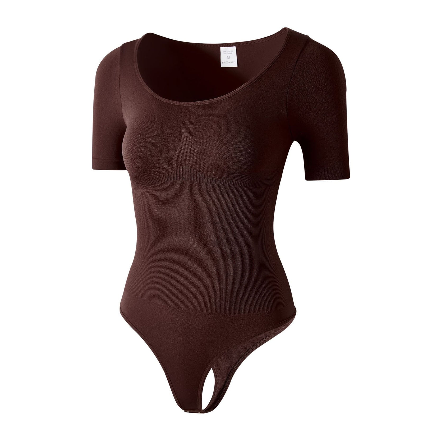 Bodysuits for Women Tummy Control Short Sleeve Scoop Neck Body Suits ...