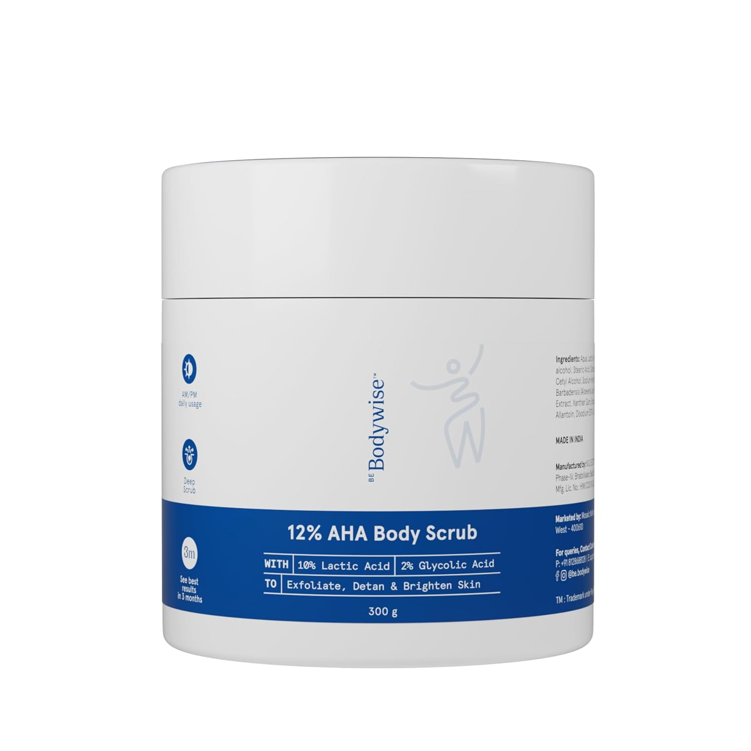 Be Bodywise 12 AHA Body Scrub Exfoliating Scrub with Glycolic Acid ...