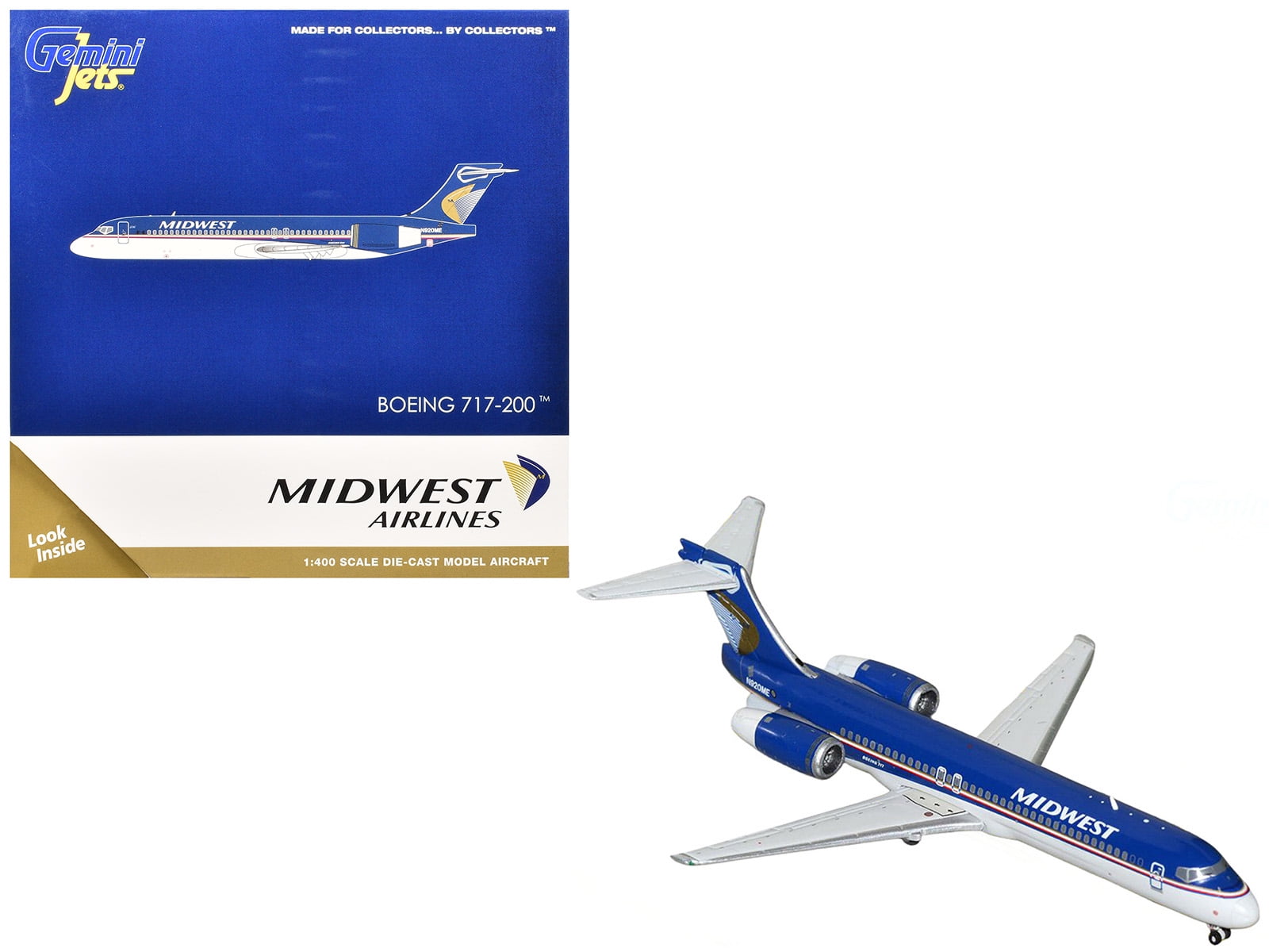 Boeing 717-200 Commercial Aircraft "Midwest Airlines" (N920ME) Blue and White 1/400 Diecast ...