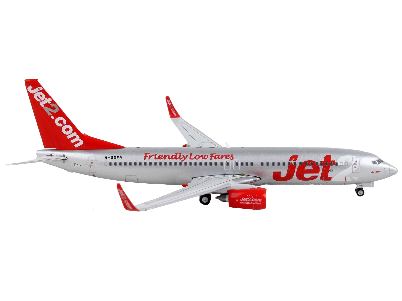 Boeing 737-800 Commercial Aircraft "Jet2.Com" Silver with Red Tail 1/ ...