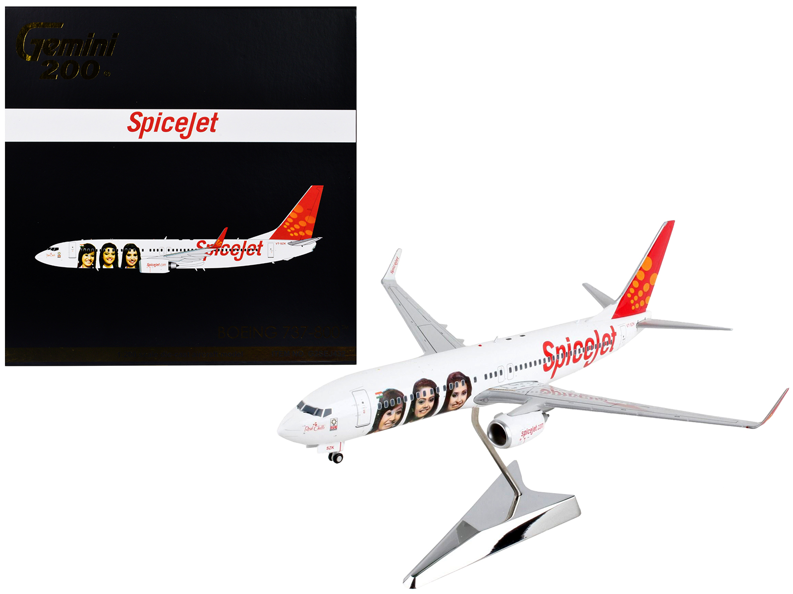 Boeing 737-800 Commercial Aircraft "SpiceJet" White with Red Tail ...