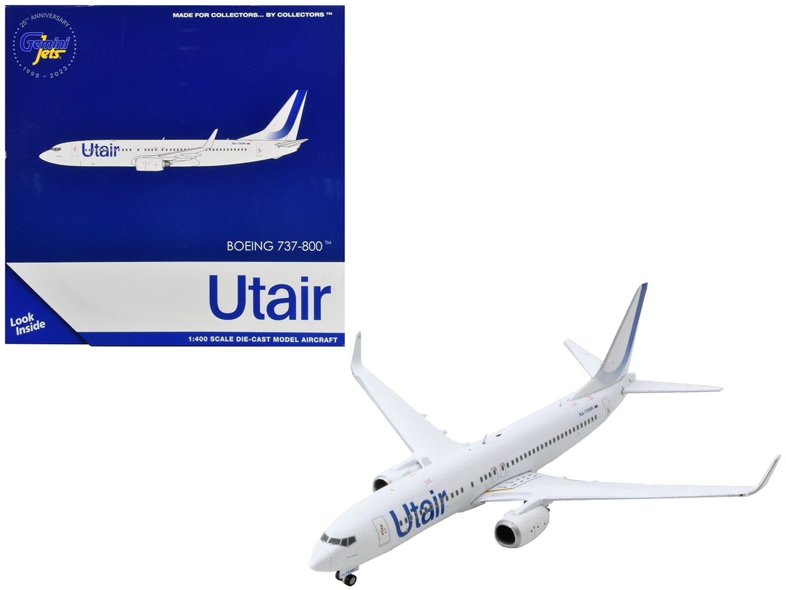 Boeing 737-800 Commercial Aircraft "Utair" White with Blue Tail Stripes ...