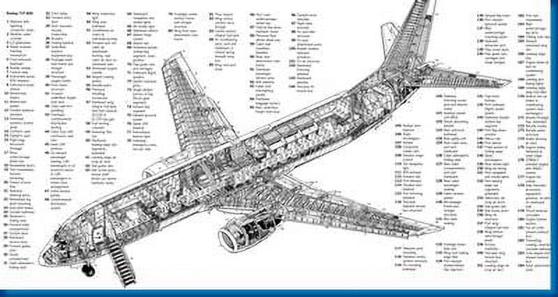 Boeing 737 Cutaway Military Aircraft Poster 24x36 Multi-Color Square ...