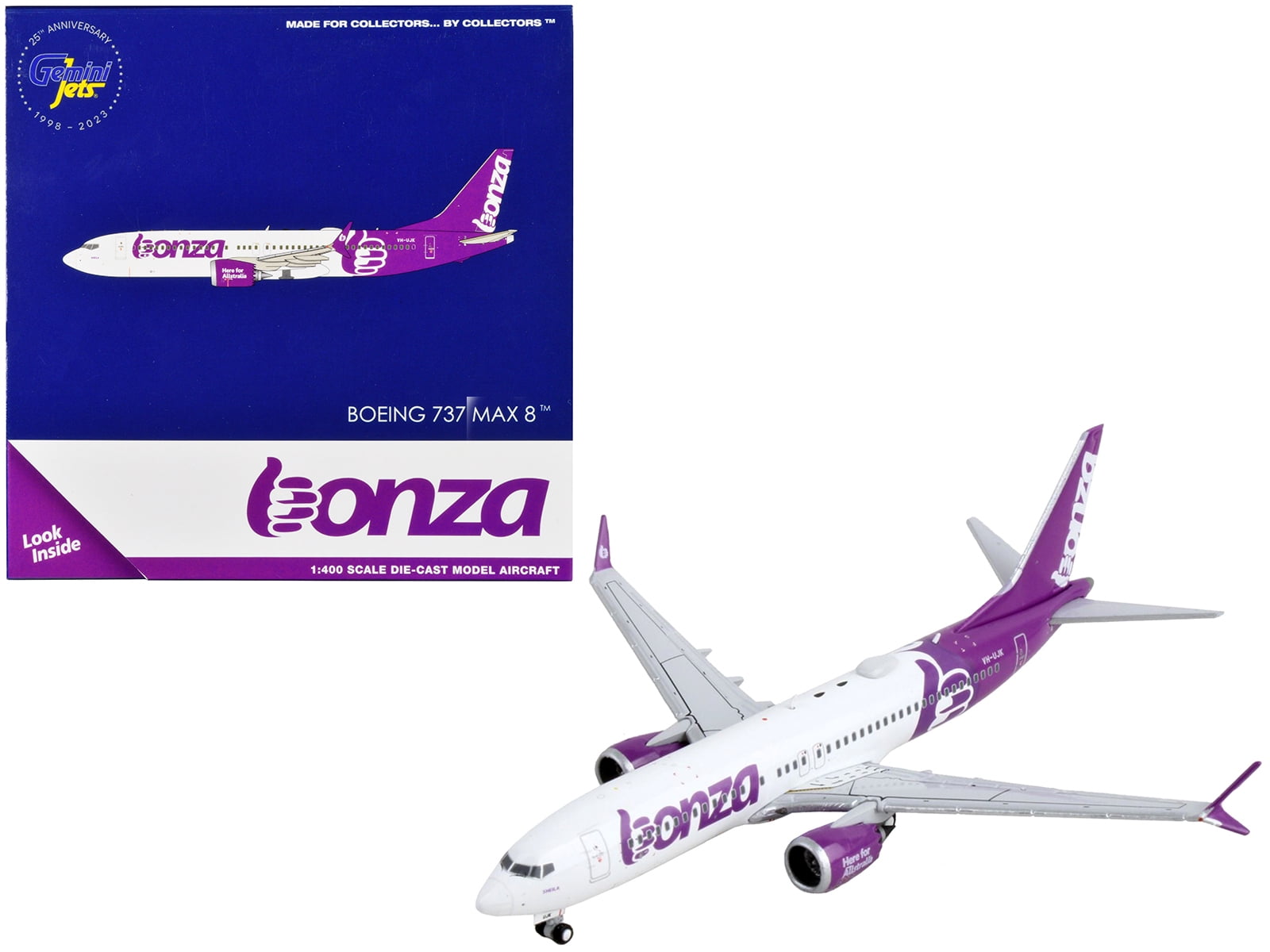 Boeing 737 MAX 8 Commercial Aircraft "Bonza Aviation" White and Purple ...