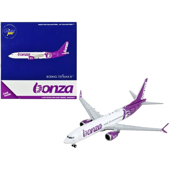Boeing 737 MAX 8 Commercial Aircraft "Bonza Aviation" White and Purple ...