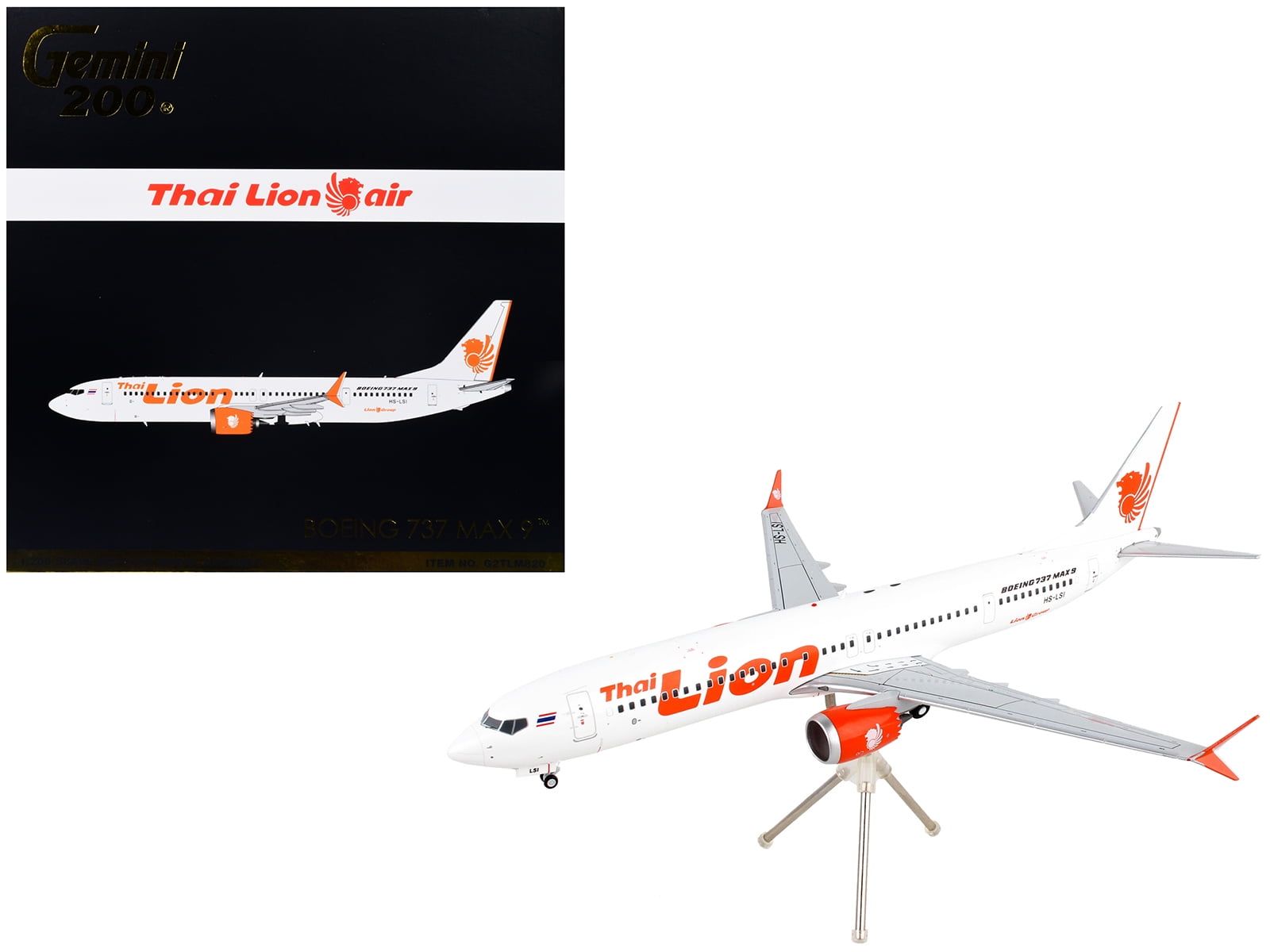 Boeing 737 MAX 9 Commercial Aircraft "Thai Lion Air" White with Orange ...