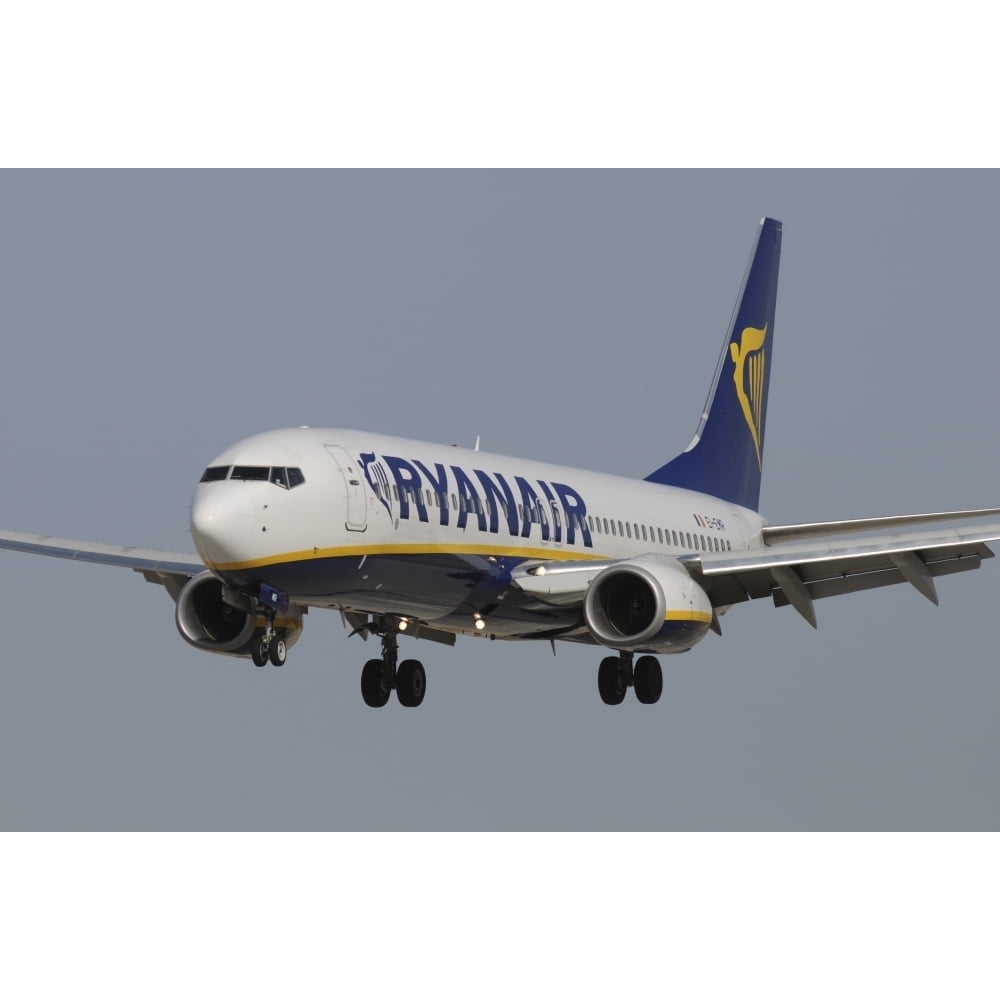 Boeing 737 from Ryanair airlines prepares for landing Poster Print (8 x ...