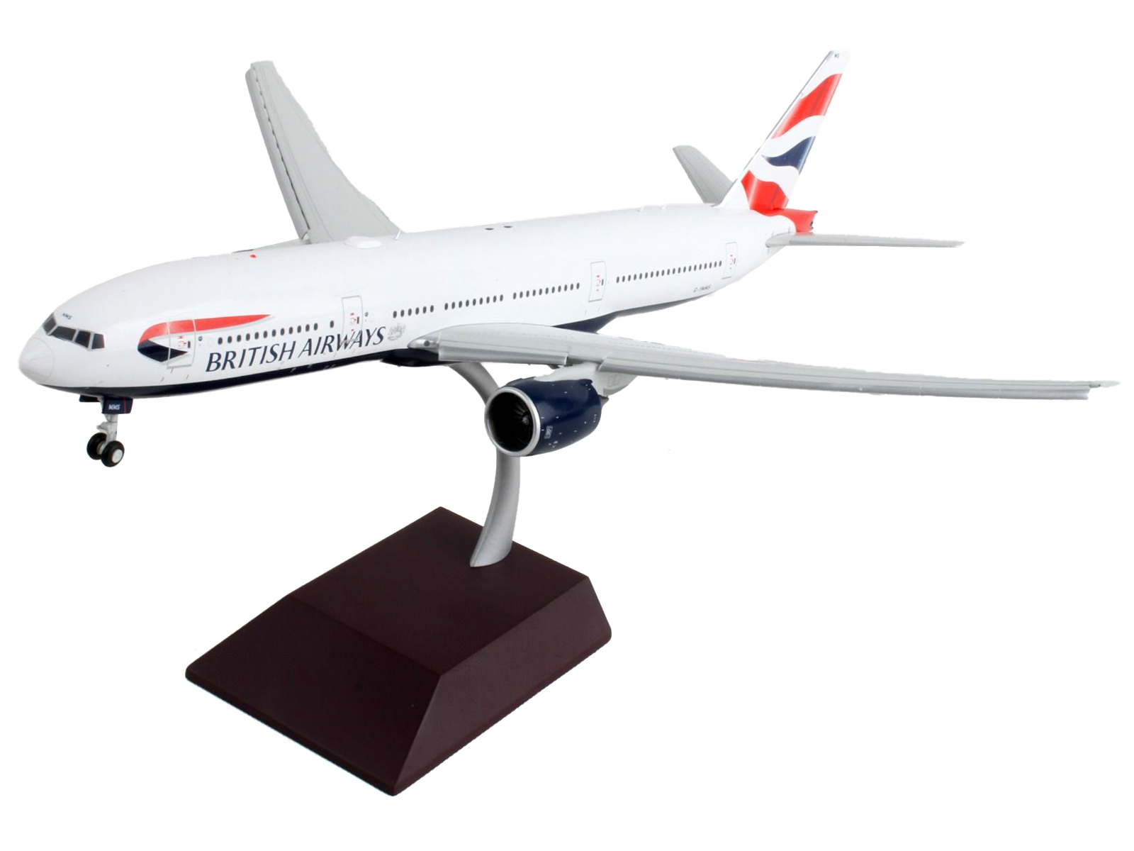 Boeing 777-200ER Commercial Aircraft w/Flaps Down White w/Striped Tail ...