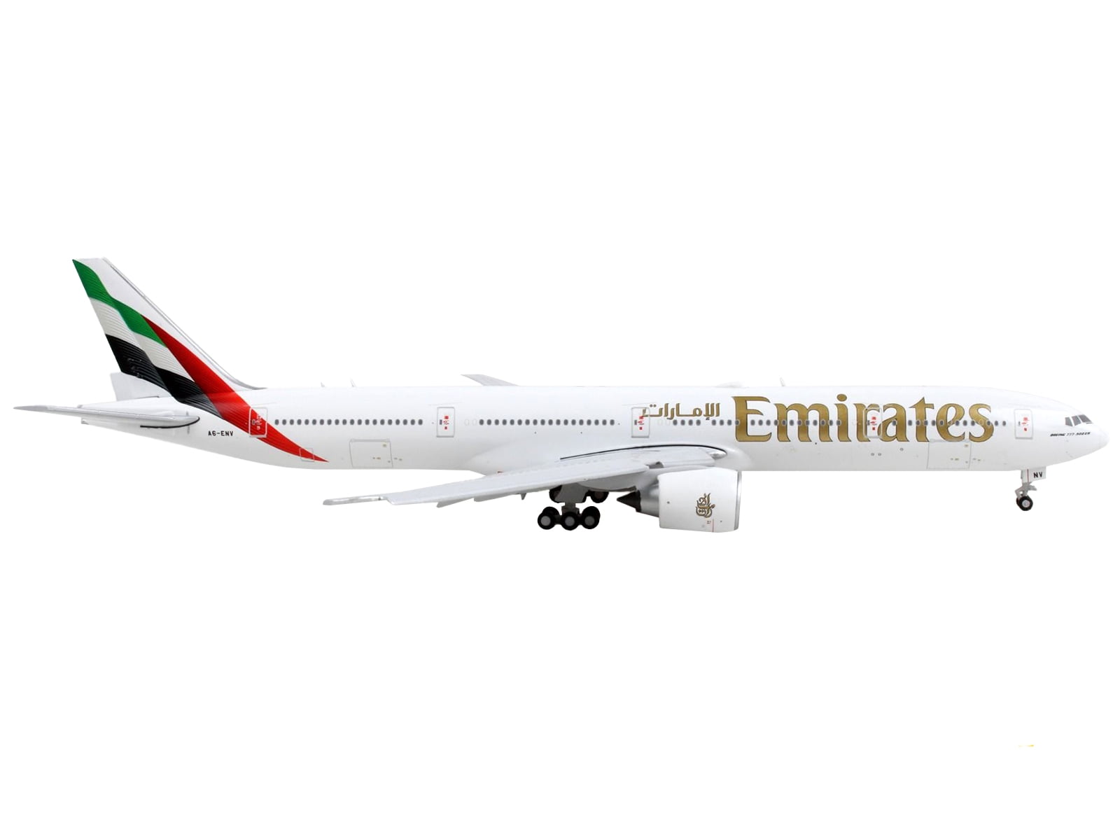 Boeing 777-300ER Commercial Aircraft with Flaps Down "Emirates Airlines ...