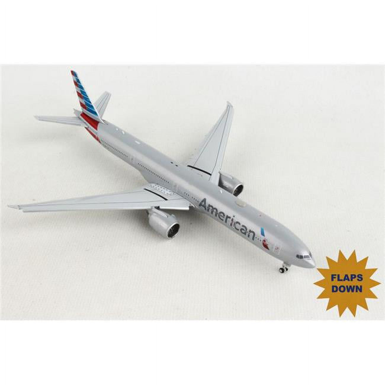 Boeing 777-300ER Commercial Aircraft with Flaps Down Silver with ...