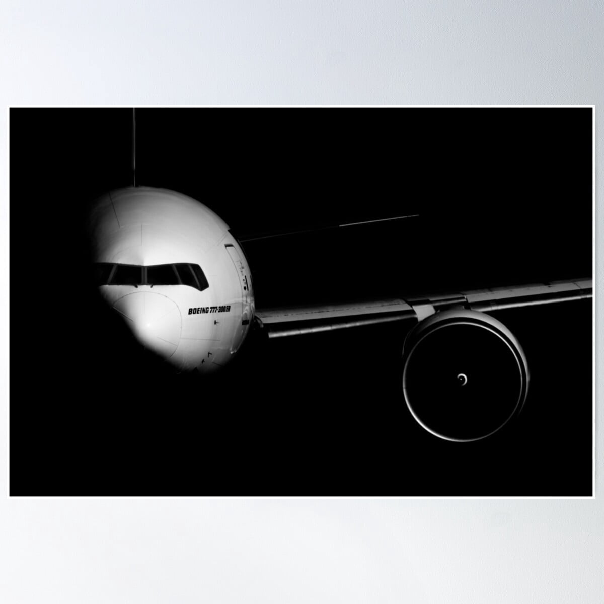 Boeing 777 Airliner Plane AircraftDramatic Monochrome Poster Wall Art ...