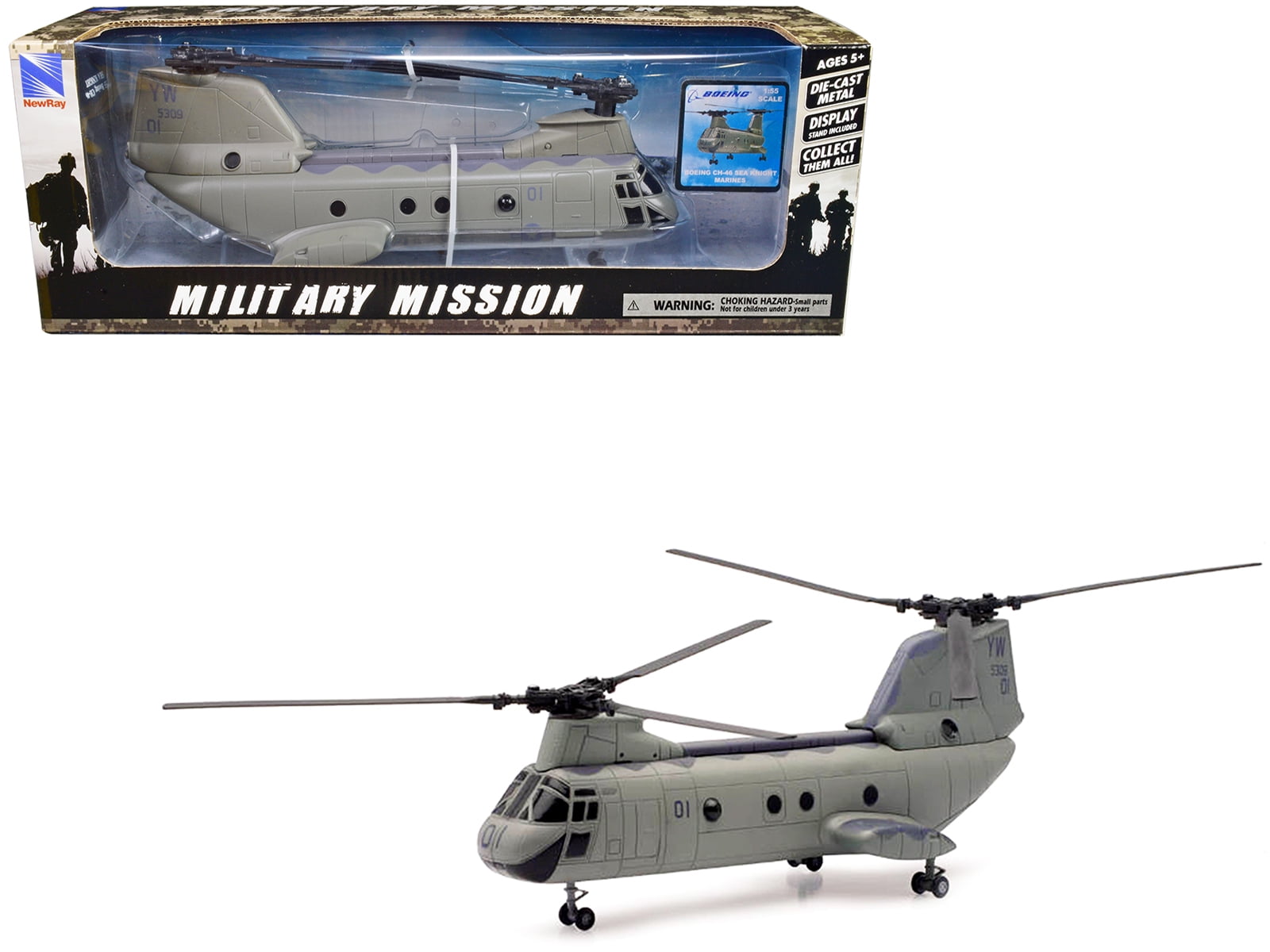 Boeing CH-46 Sea Knight Helicopter Olive Drab "United States Marines ...