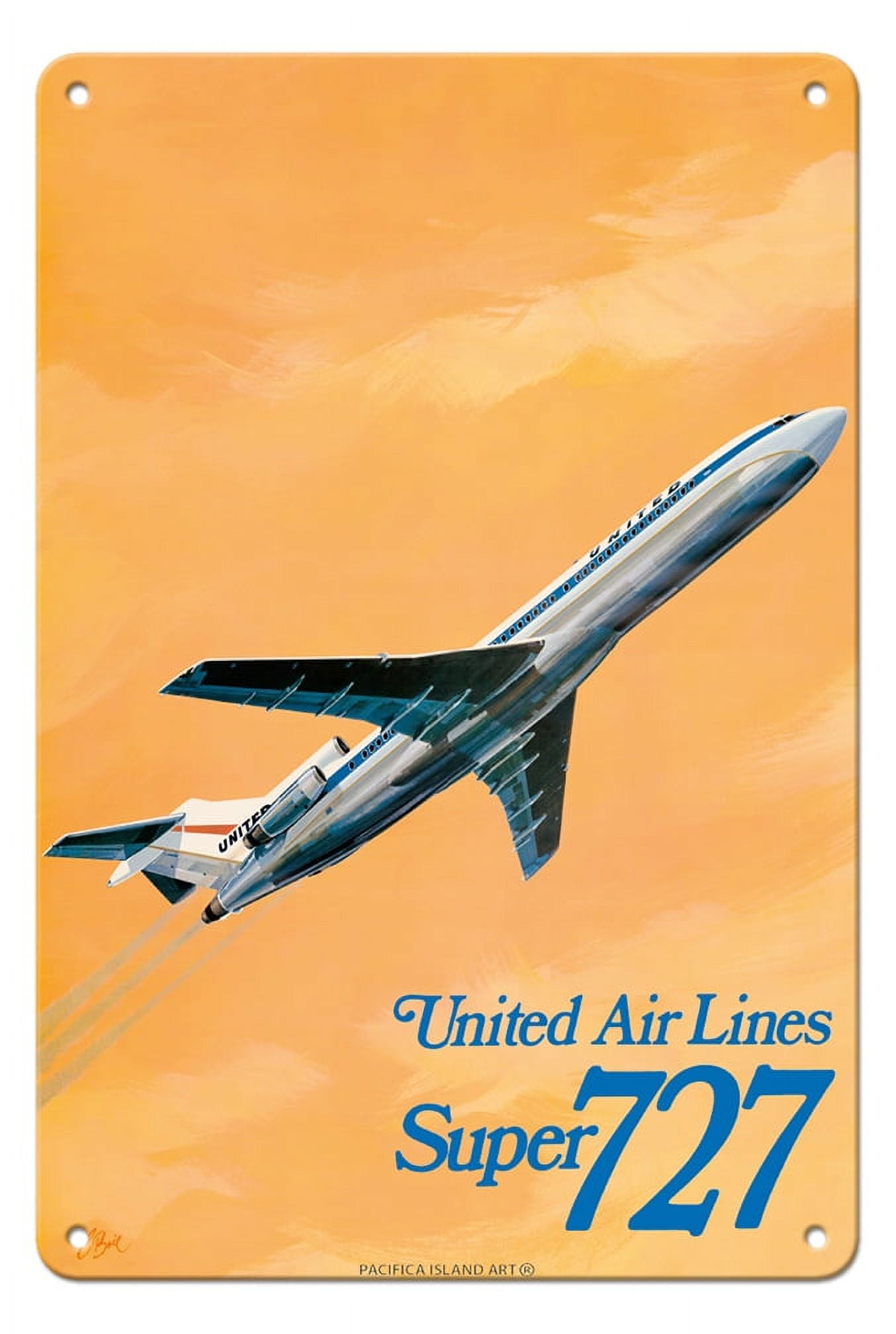 Boeing Super 727 Jet Airplane - United Airlines - Vintage Airline ...