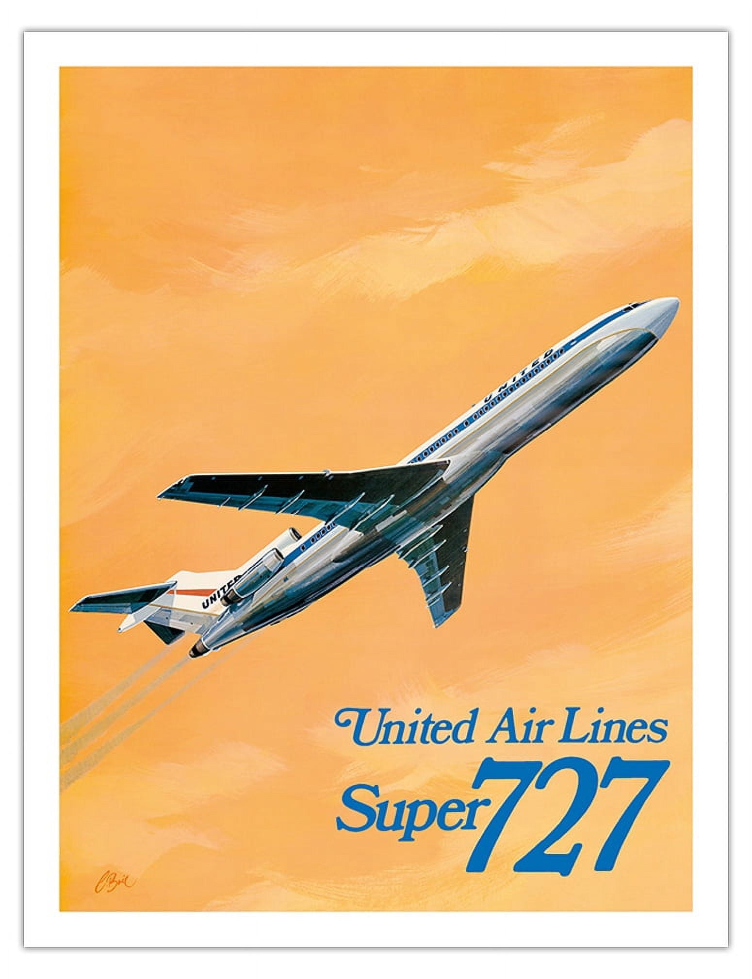 Boeing Super 727 Jet Airplane - United Airlines - Vintage Airline ...