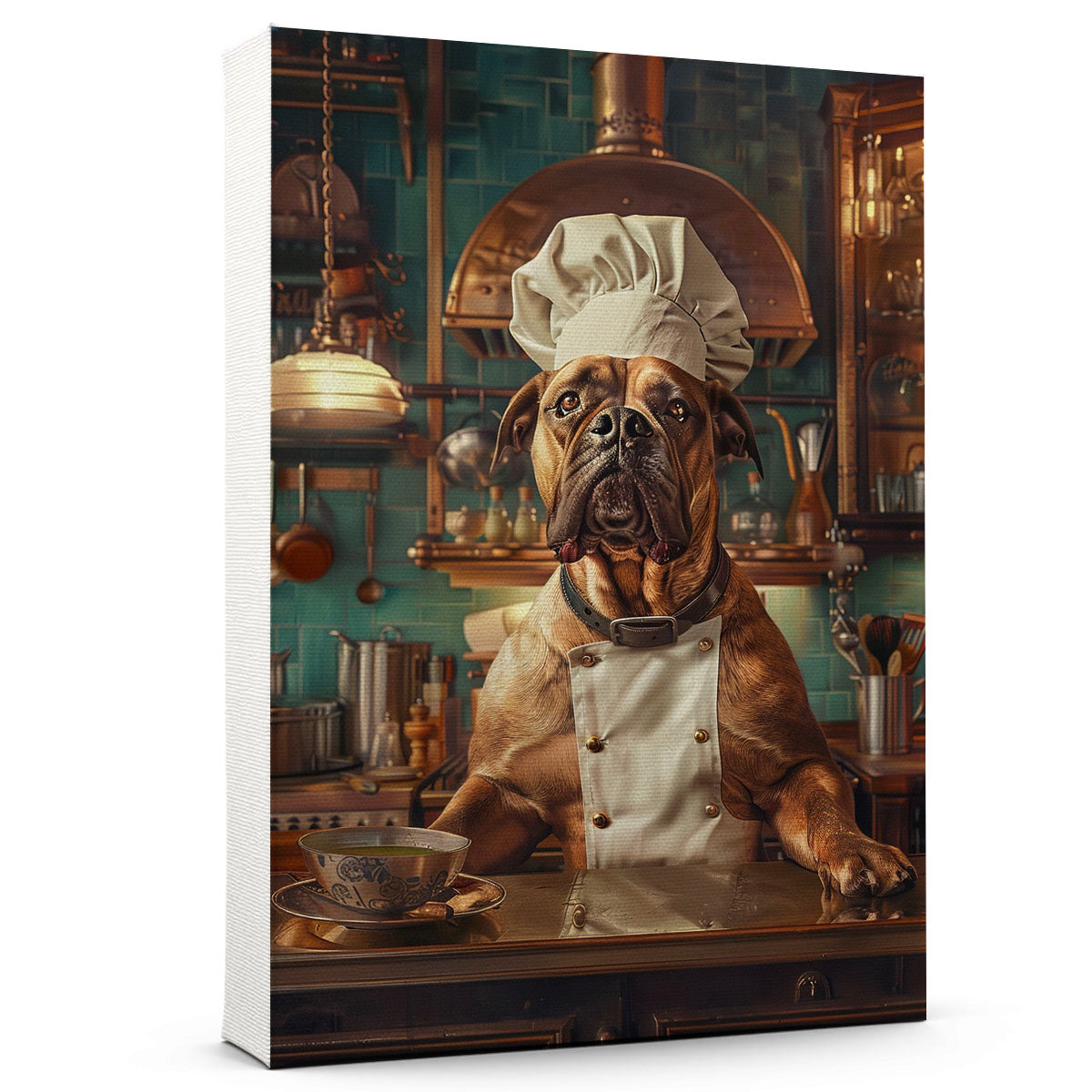 Boerboel Dog Chef Cooking Poster Wall Art, Kitchen Artwork Canvas For ...