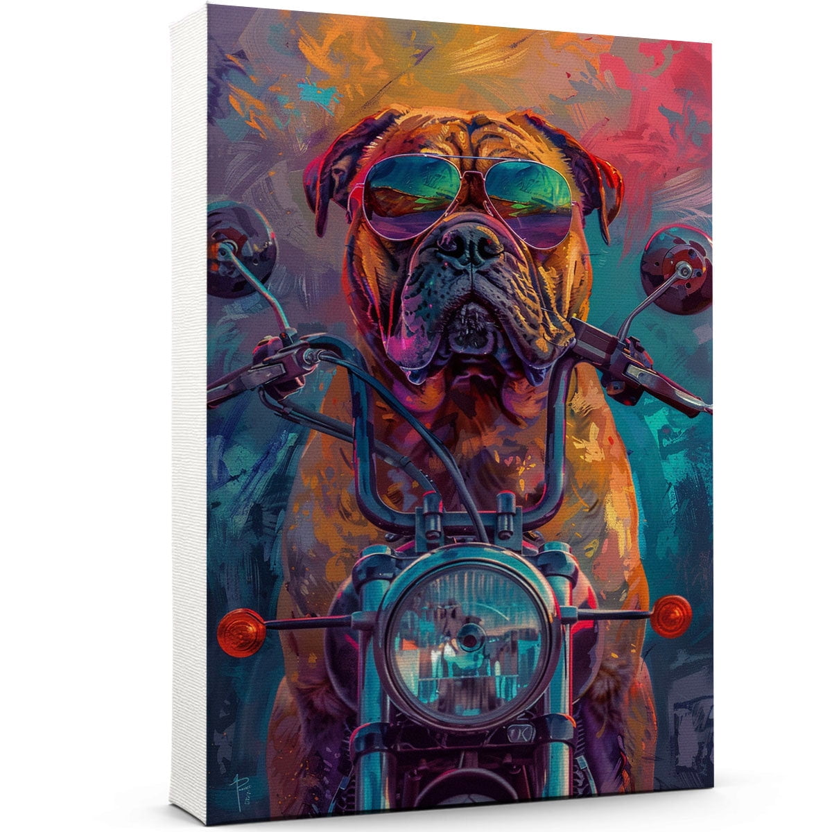 Boerboel Dog Poster Riding A Motorcycle - Boerboel Dog Canvas Wall Art ...