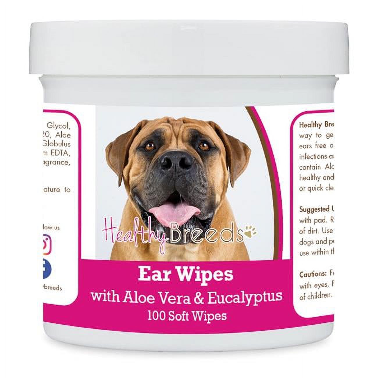 Boerboel Ear Cleaning Wipes with Aloe & Eucalyptus for Dogs - 100 Count ...