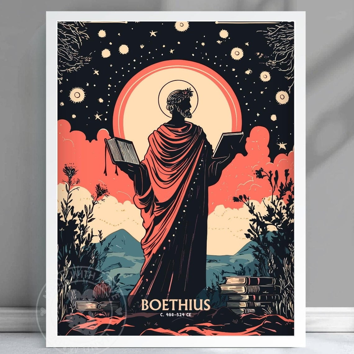 Boethius Philosopher Art Print - Philosophy Poster, Stoicism Wall Art ...
