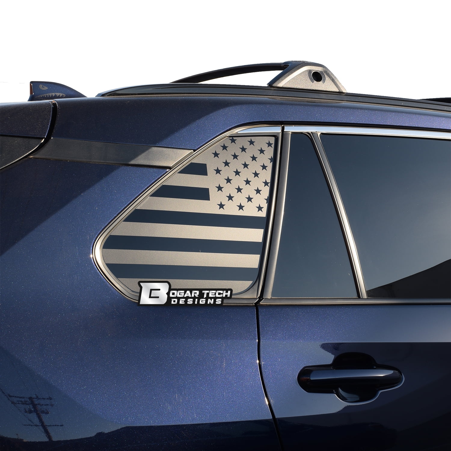 Bogar Tech Designs Precut American Flag Rear Side Quarter Window Decal ...