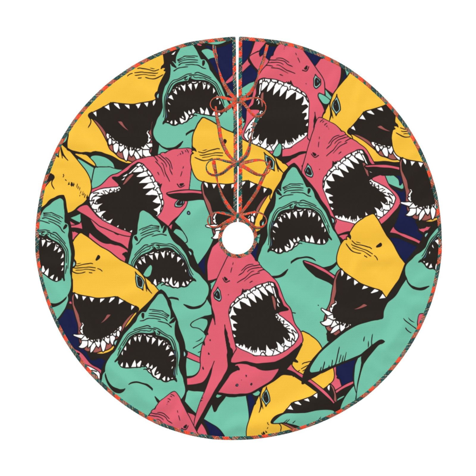 Bogiau Angry Shark Pattern Pattern Christmas Tree Skirt with Ties ...