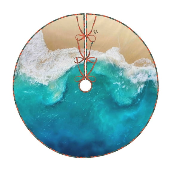 Bogiau Beach Pattern Christmas Tree Skirt with Ties , Christmas Tree ...