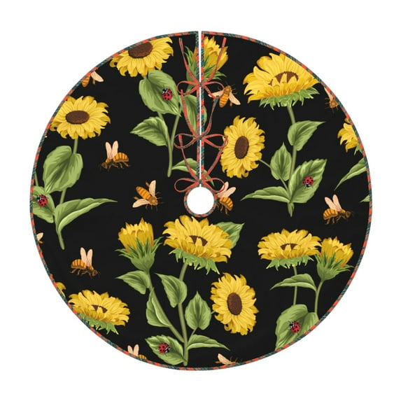 Bogiau Bees and Sunflowers Pattern Christmas Tree Skirt with Ties ...
