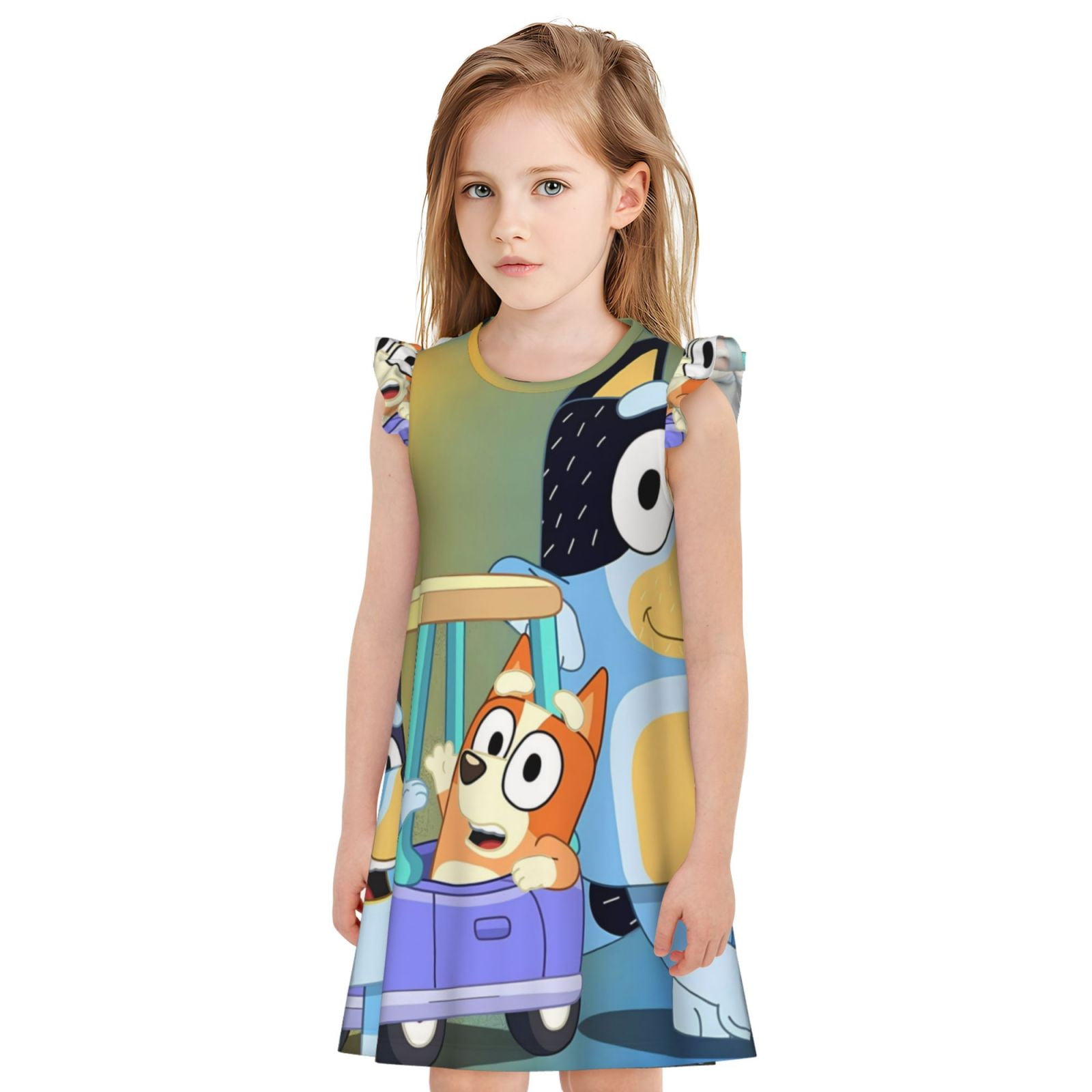 Bogiau Bluey Print Girls Nightgowns, Nightgown Princess Pajama Dresses ...