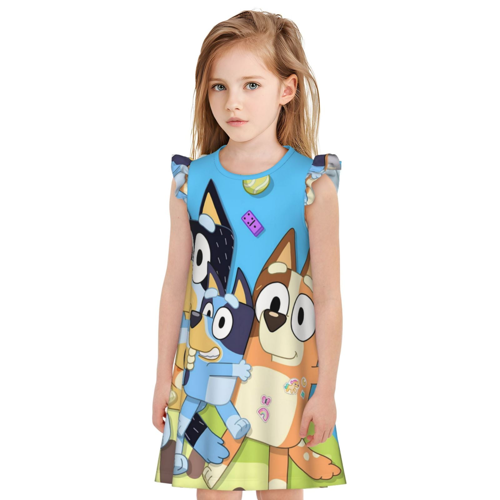 Bogiau Bluey Print Girls Nightgowns, Nightgown Princess Pajama Dresses ...