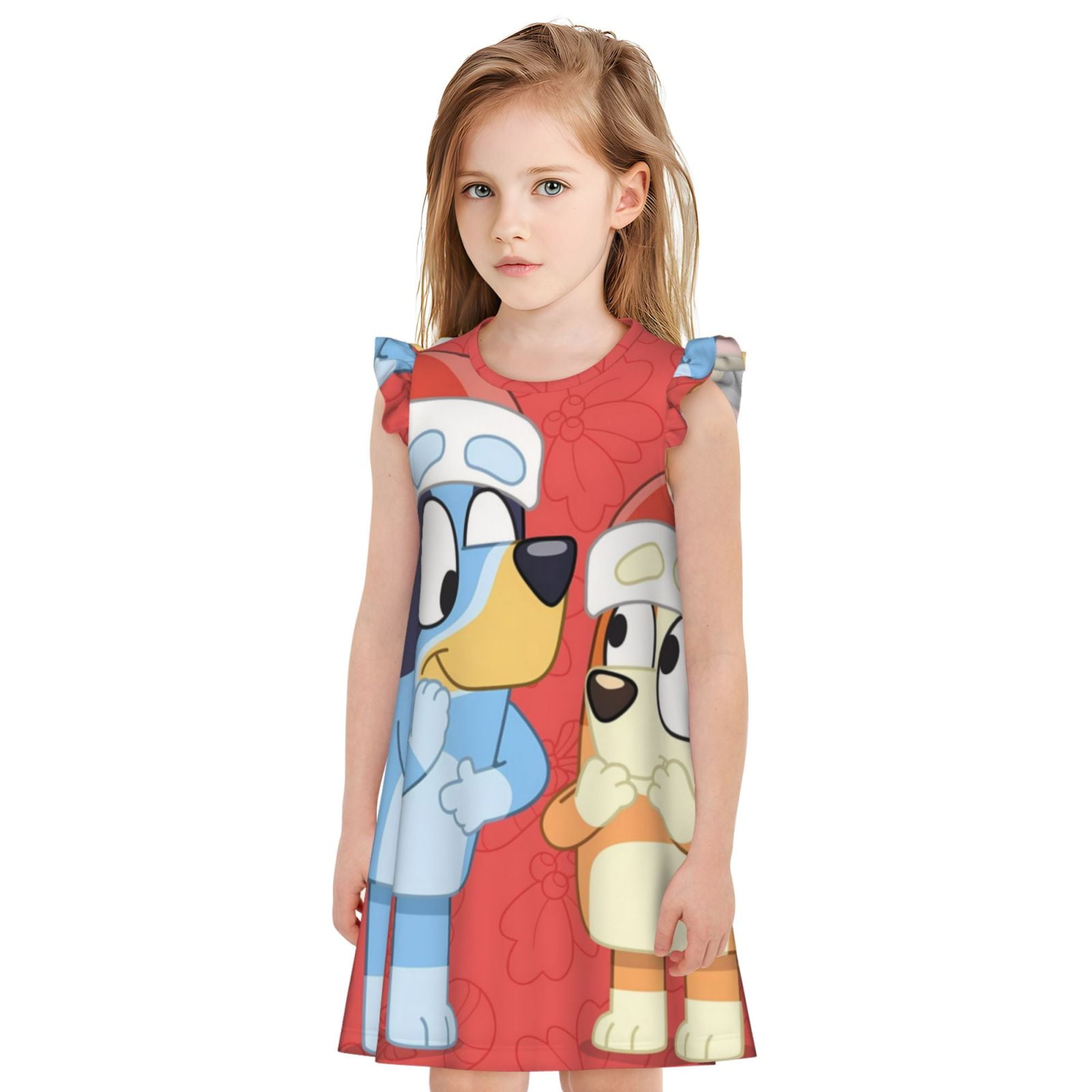 Bogiau Bluey Print Girls Nightgowns, Nightgown Princess Pajama Dresses ...