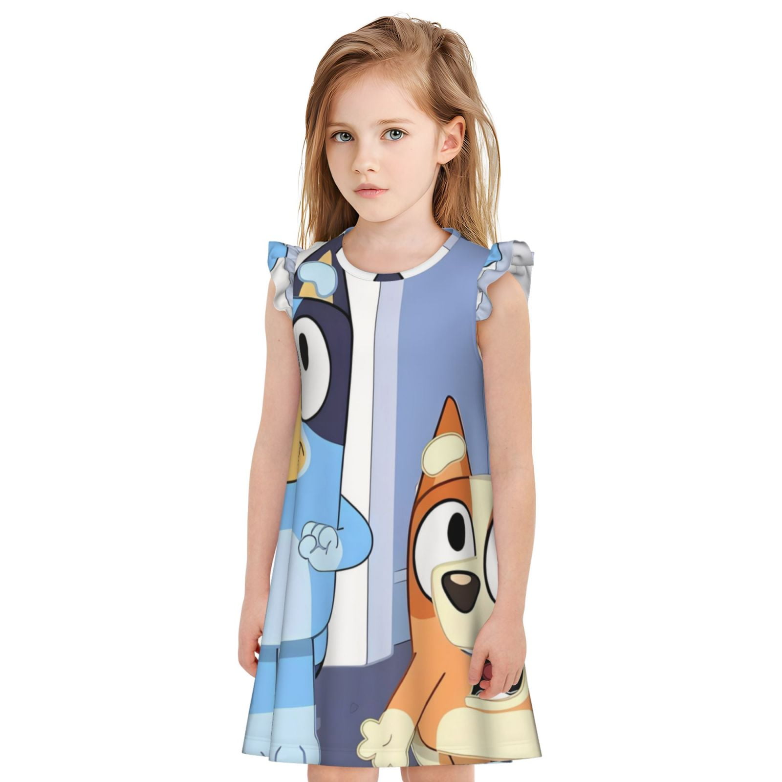 Bogiau Bluey Print Girls Nightgowns, Nightgown Princess Pajama Dresses ...