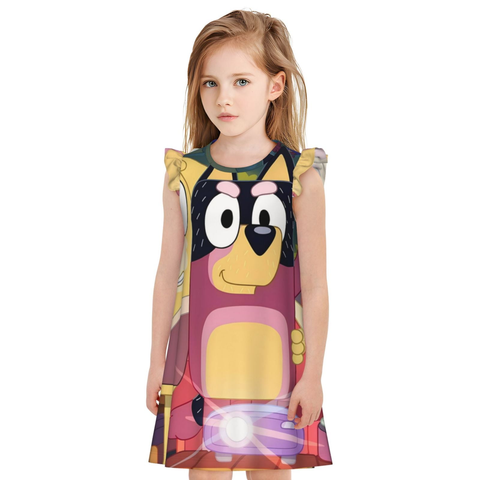 Bogiau Bluey Print Girls Nightgowns, Nightgown Princess Pajama Dresses ...