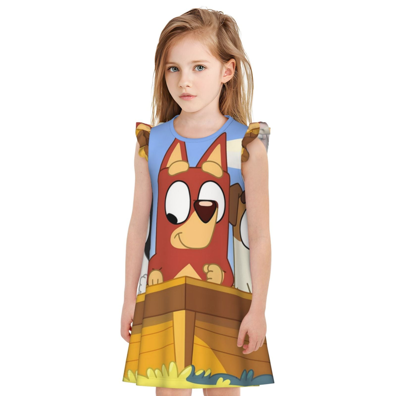 Bogiau Bluey Print Girls Nightgowns, Nightgown Princess Pajama Dresses ...