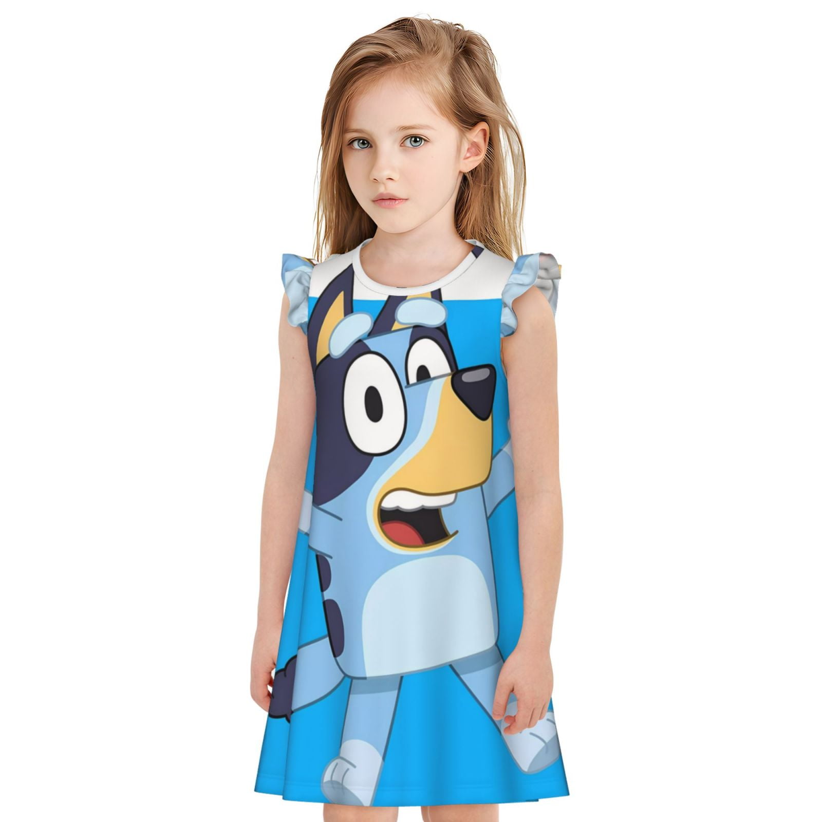 Bogiau Bluey Print Girls Nightgowns, Nightgown Princess Pajama Dresses ...