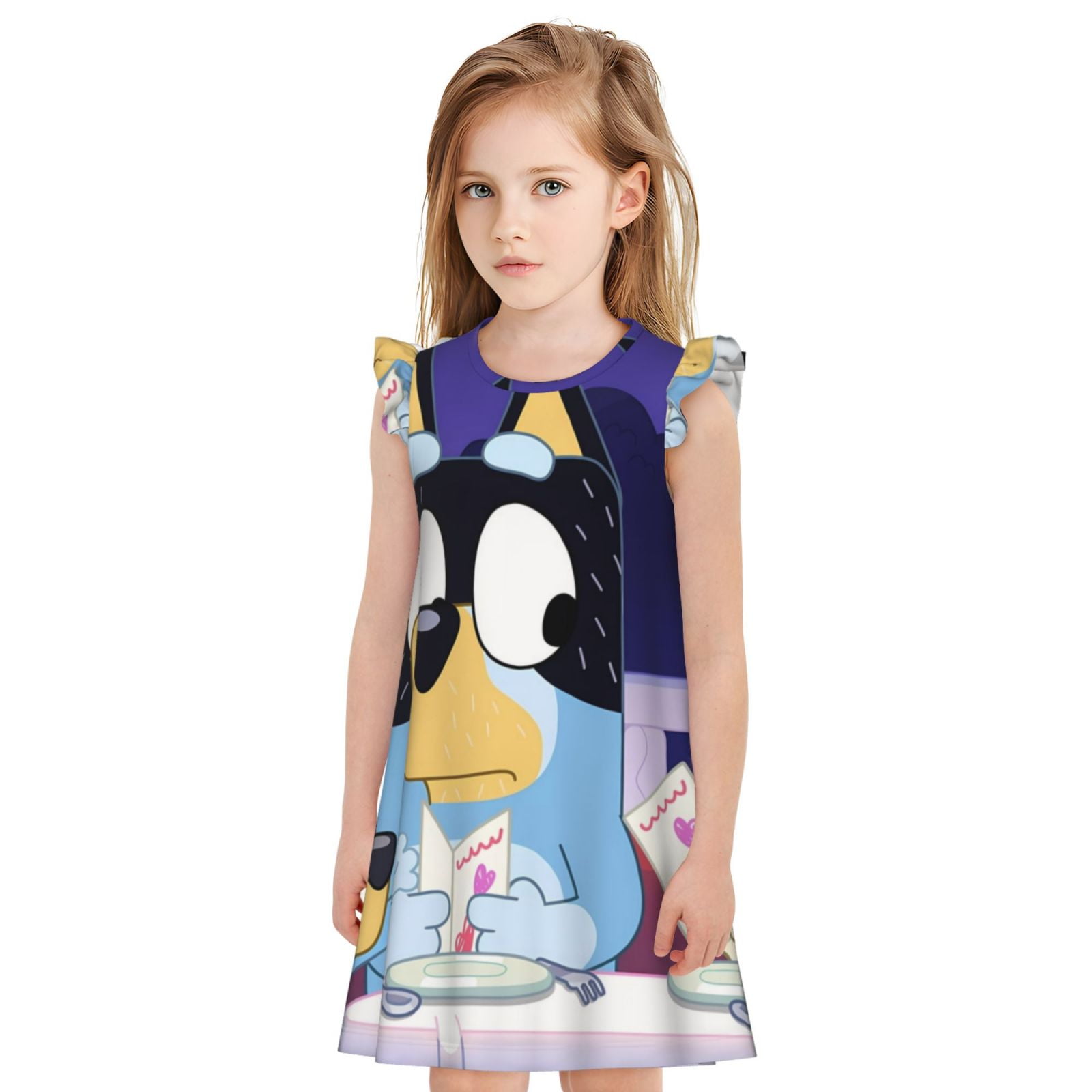 Bogiau Bluey Print Girls Nightgowns, Nightgown Princess Pajama Dresses ...