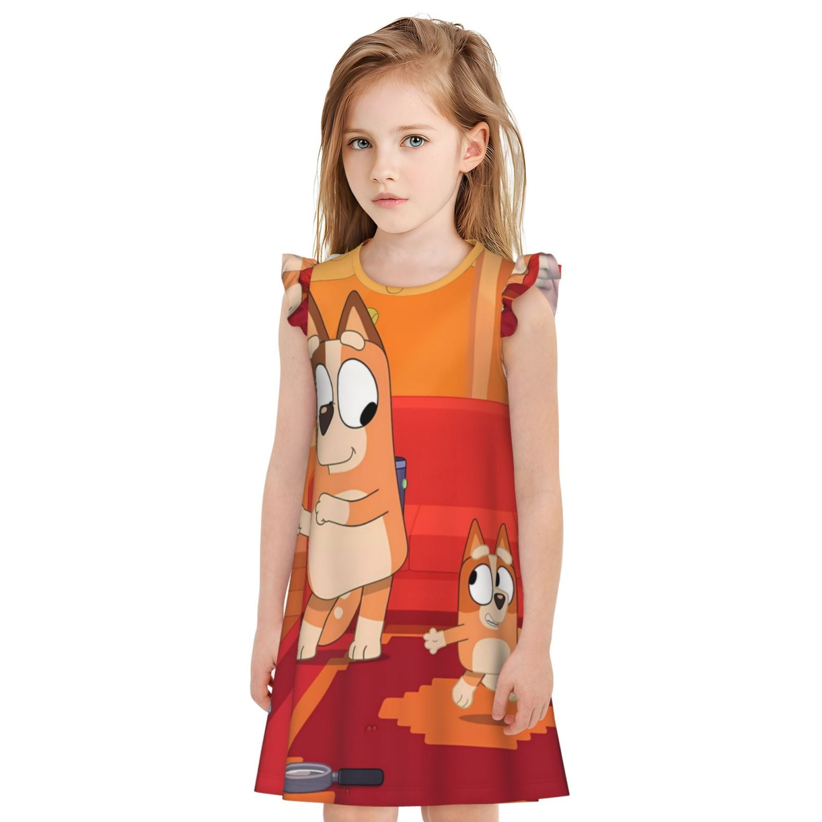 Bogiau Bluey Print Girls Nightgowns, Nightgown Princess Pajama Dresses ...